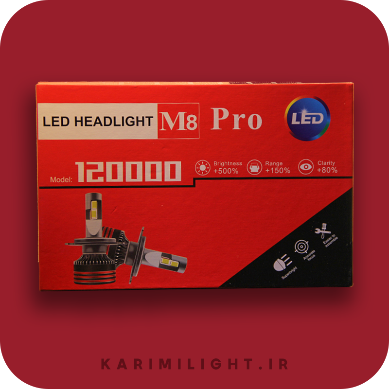 هدلایت زوکو M8 Pro - پایه های h1/h7/h4/h3/9005/h11 - کریمی لایت